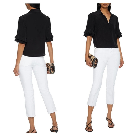 Frame Denim | Jeans | Frame Le Beau Frayed High Rise White Denim Slim ...